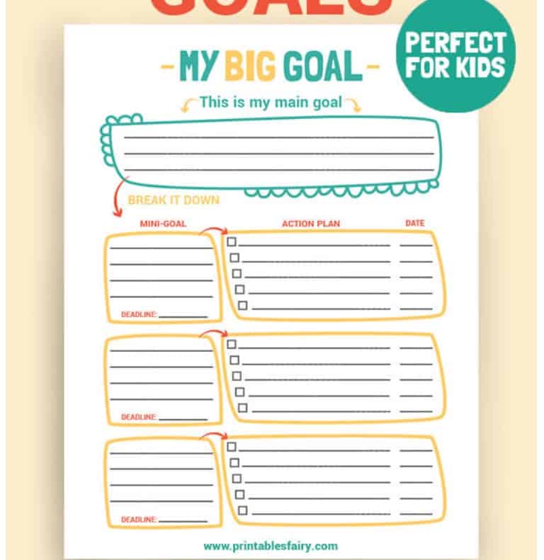 Awesome Goal Setting Worksheet For Kids PDF Money Prodigy