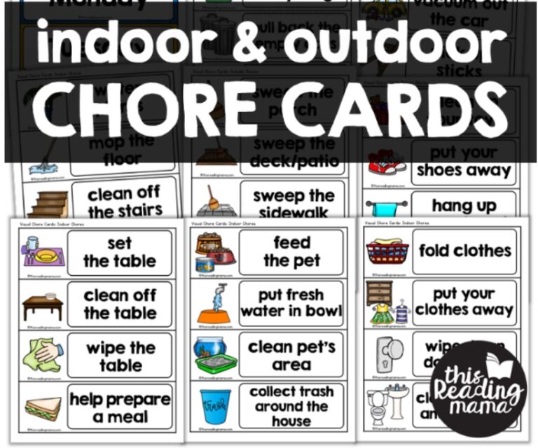 14 Sets of Free Printable Chore Cards (Kids & Teens)