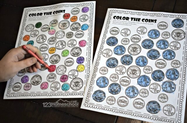 19 Best Money Coloring Pages (Both Coins & Bills)